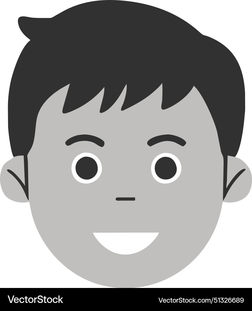 Boy face grey icon Royalty Free Vector Image - VectorStock