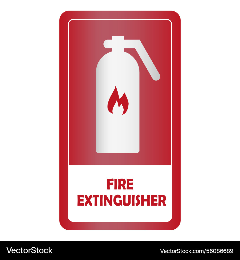 Fire extinguisher red gradient sign safety device Vector Image