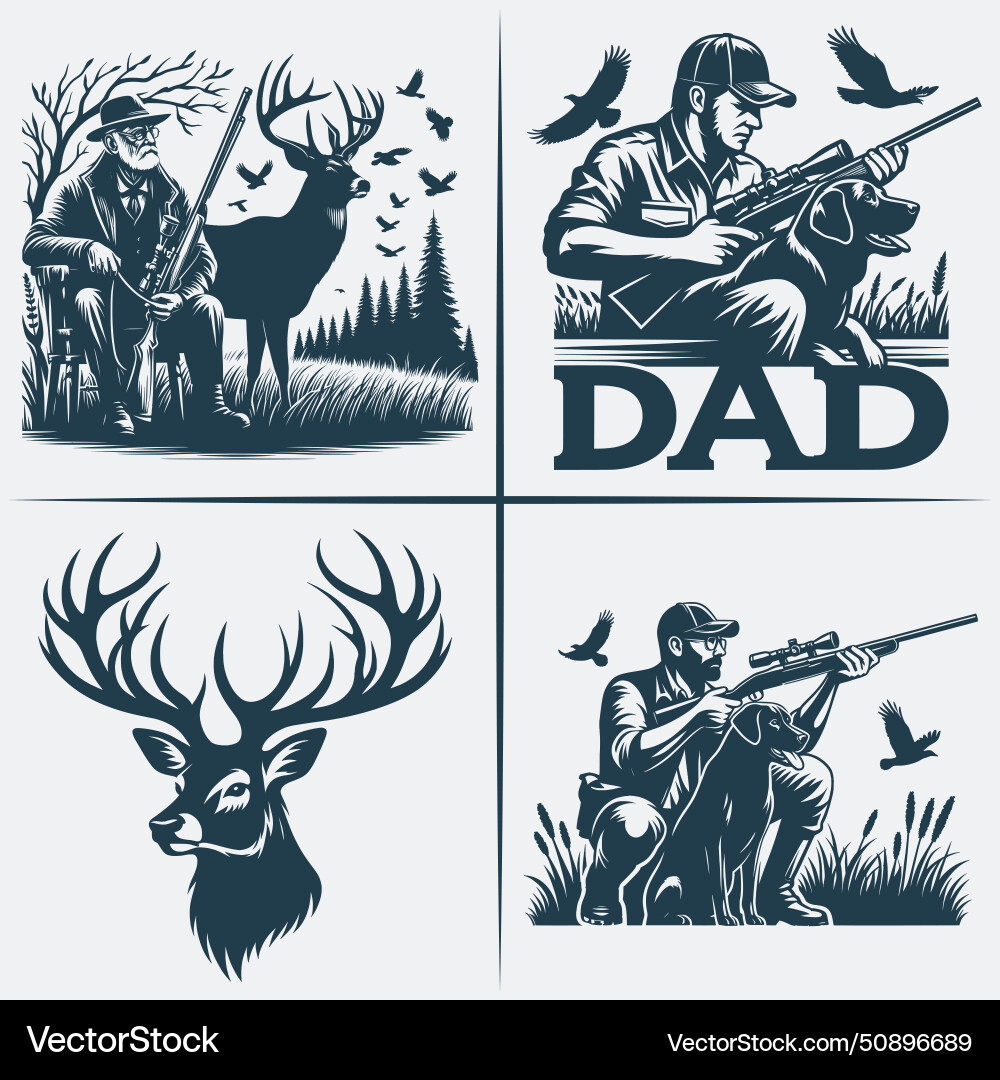 Hunting svg father silhouette Royalty Free Vector Image