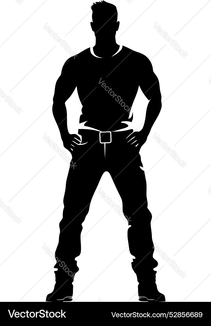 Jeans juggernaut muscular emblem flex fusion Vector Image