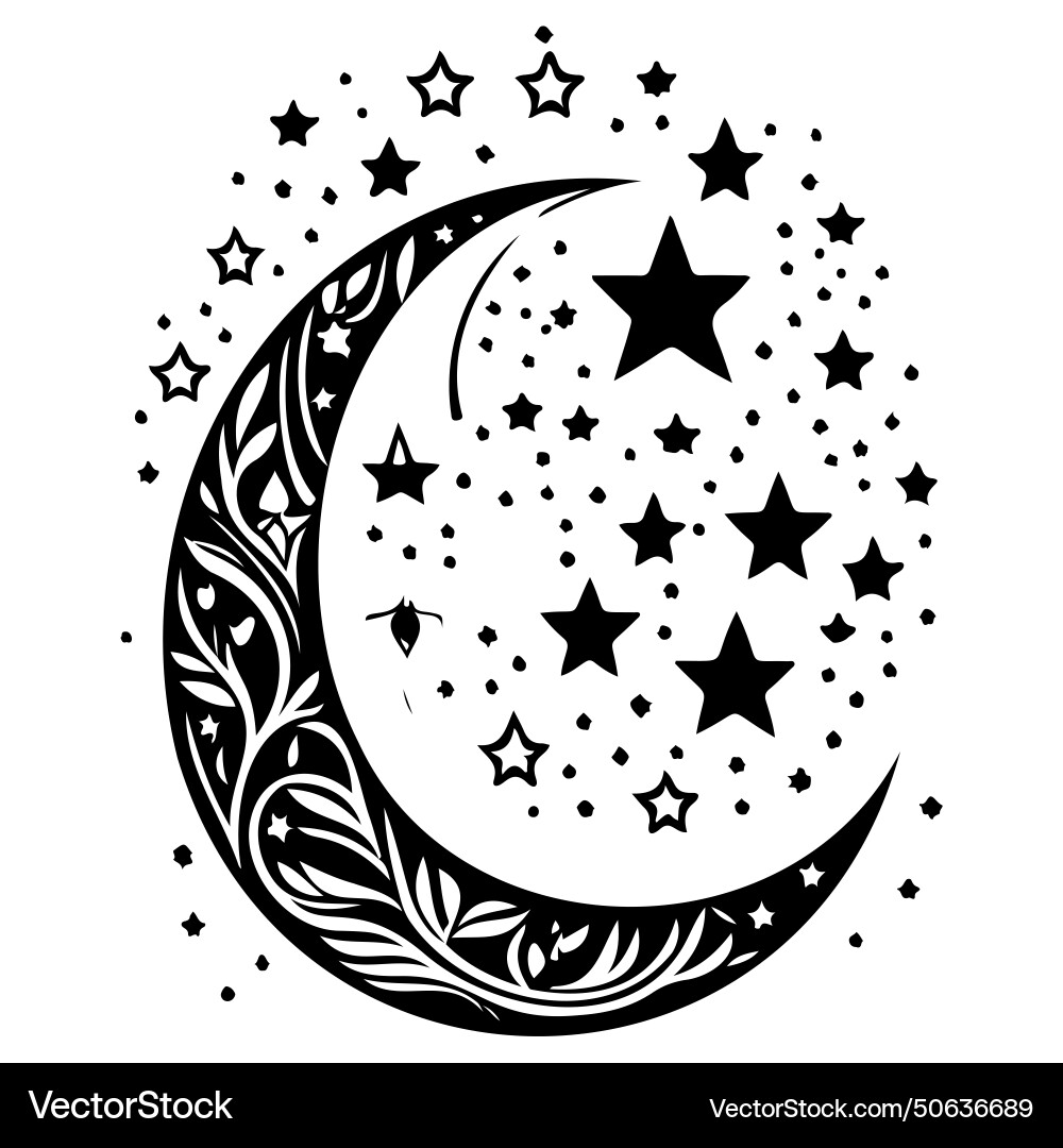 Moon star ramadan arabic islamic sketch hand draw Vector Image