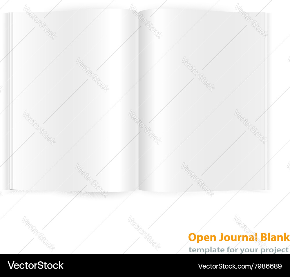 Open magazine double-page spread with blank pages Vector Image