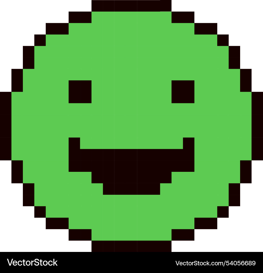 Pixel art smiling emoji Royalty Free Vector Image