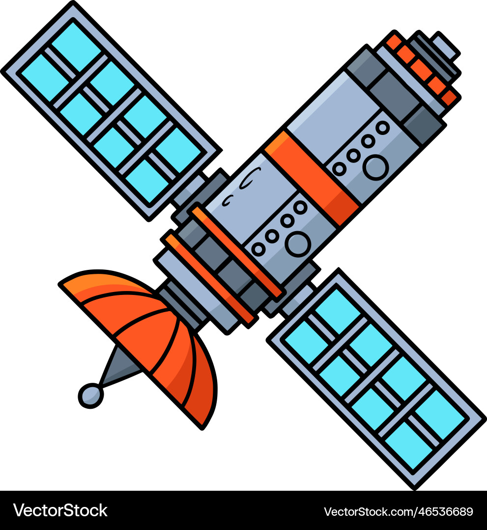 Space satellite cartoon colored clipart i Vector Image