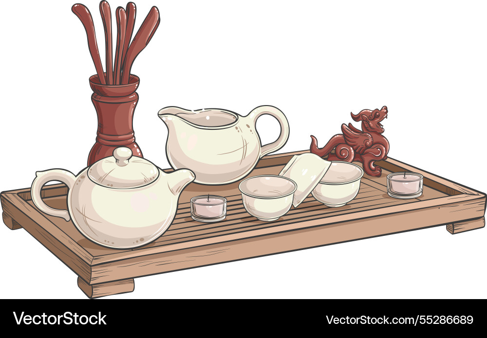 Tea ceremony isolated colored Royalty Free Vector Image