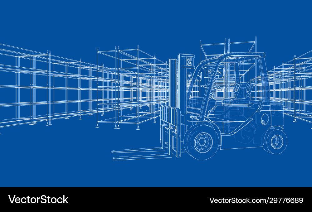 Warehouse shelves and forklift Royalty Free Vector Image