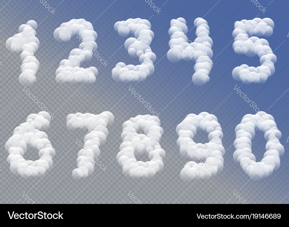 White cloudy numbers Royalty Free Vector Image