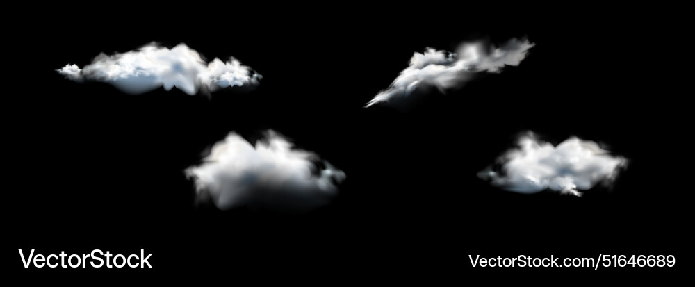 White smoke puff isolated on transparent Vector Image