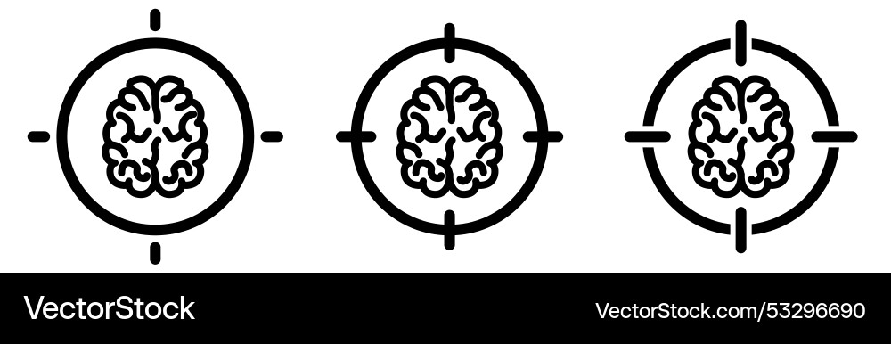 Brain icon in target crosshair focus Royalty Free Vector