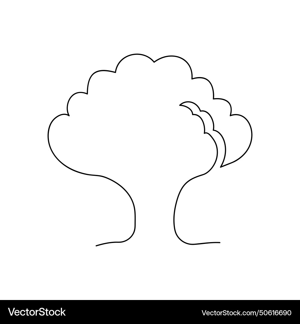 Broccoli continuous one line drawing Royalty Free Vector