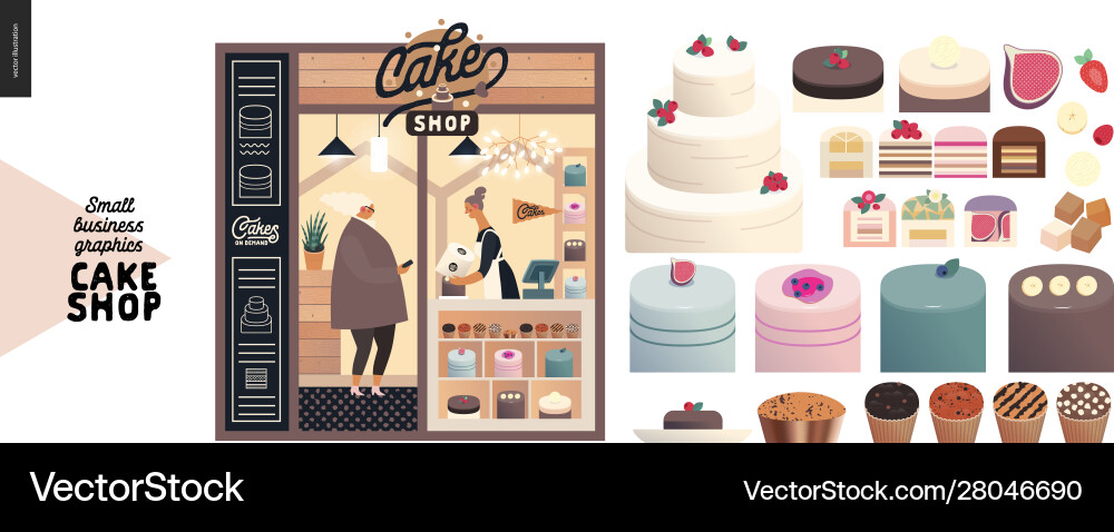 Cake shop - small business graphics facade Vector Image