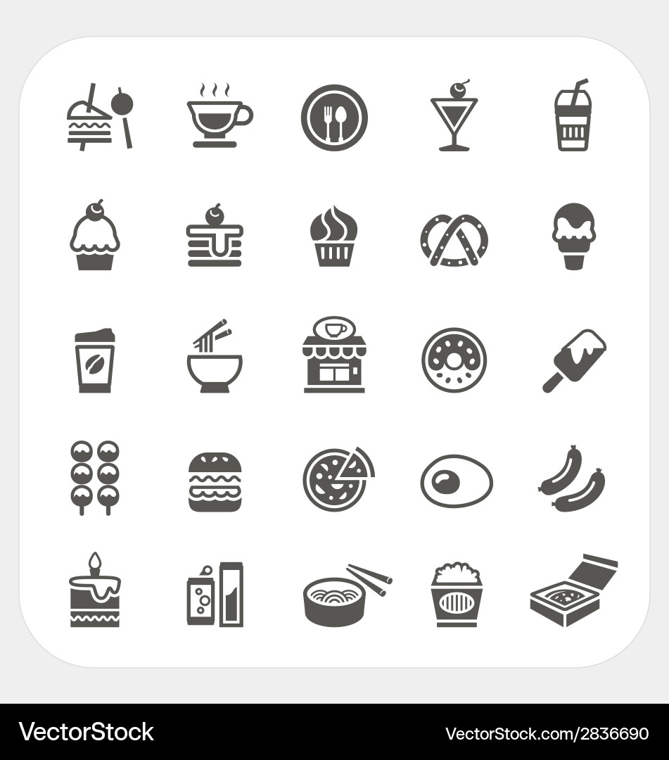Food and beverage icons set Royalty Free Vector Image