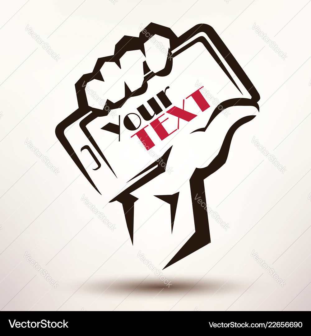 Mans hand holding a mobile phone stylized symbol Vector Image