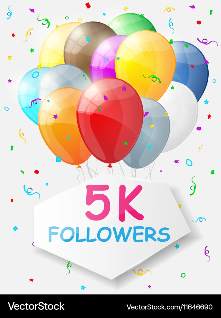 Milestone 5000 followers background with balloons Vector Image