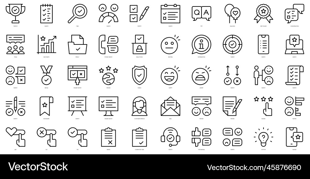 Set of thin line survey icons Royalty Free Vector Image