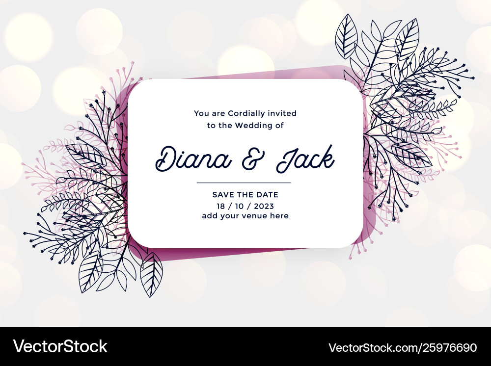 Stylish wedding invitation card design with line Vector Image