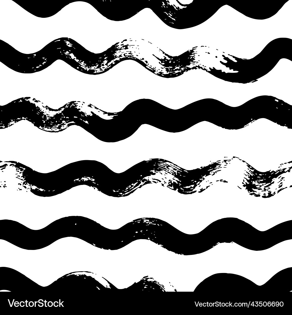 Wavy Line Pattern - Black & White Royalty Free Vector