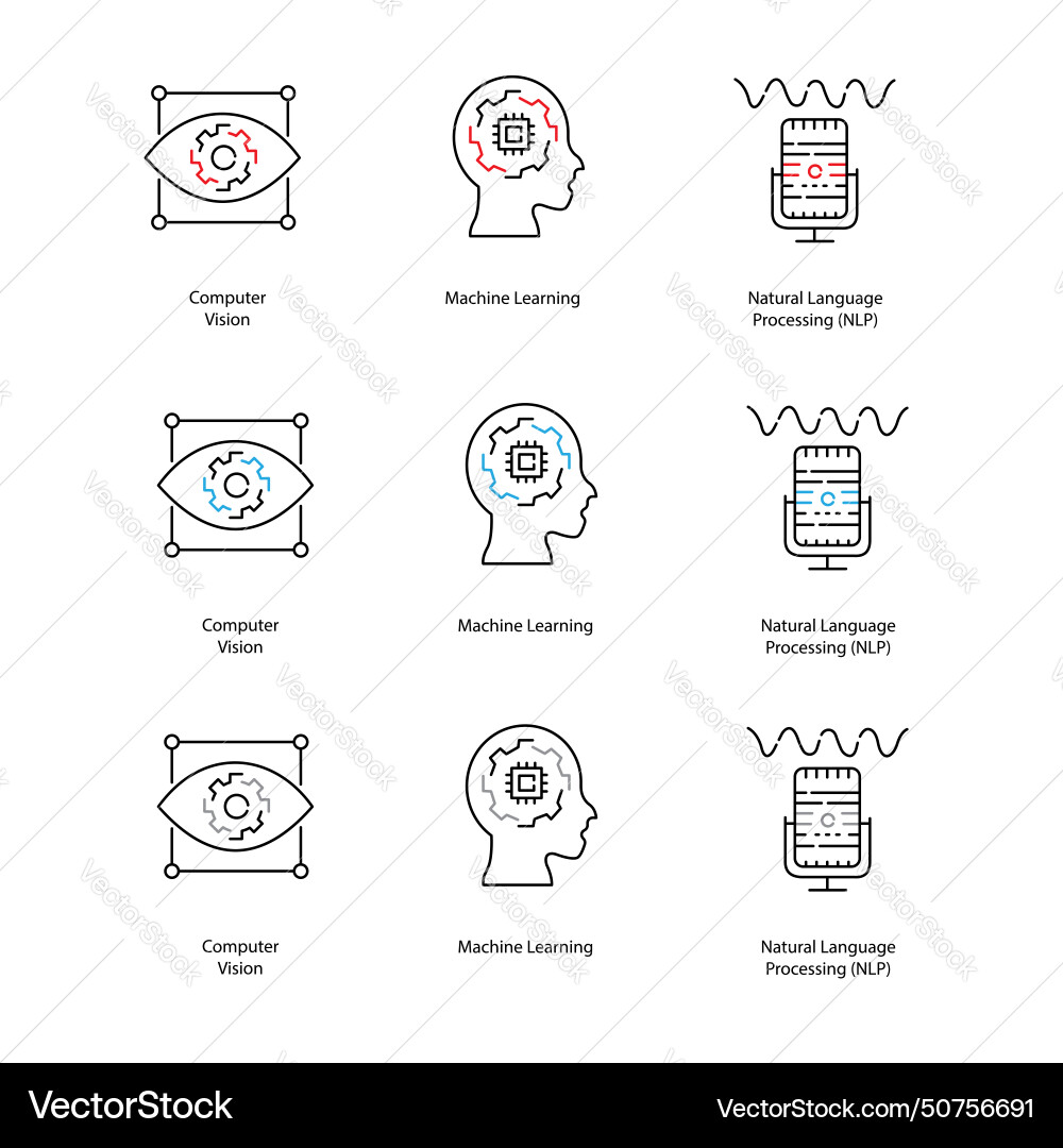 Ai powered business automation symbols Royalty Free Vector Ai powered business automation symbols Royalty Free Vector