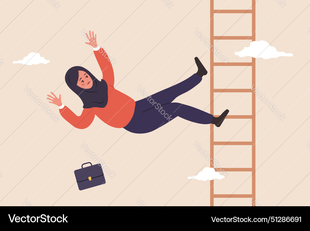 Arab woman falling down the career ladder Vector Image