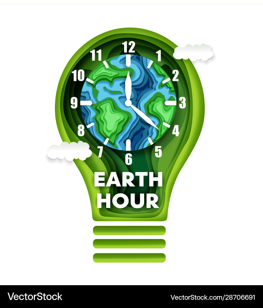 Earth hour concept in paper Royalty Free Vector Image