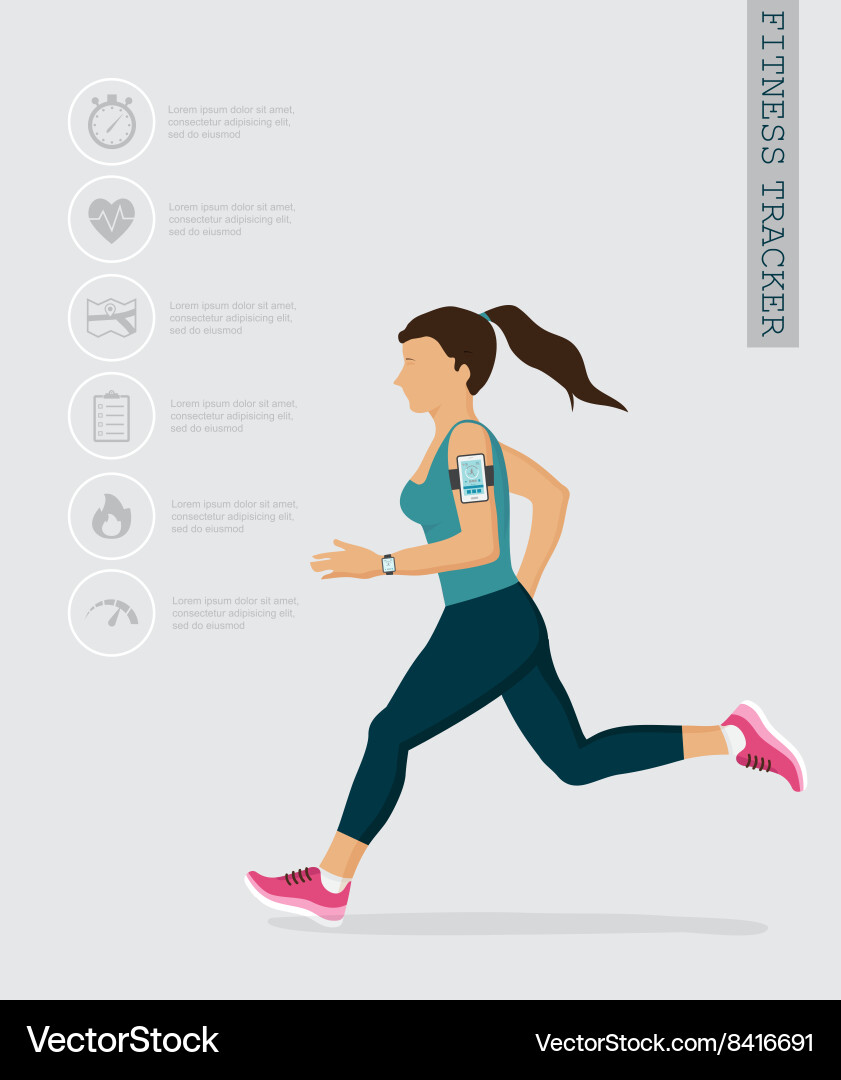 Fitness icons for tracker and running Royalty Free Vector