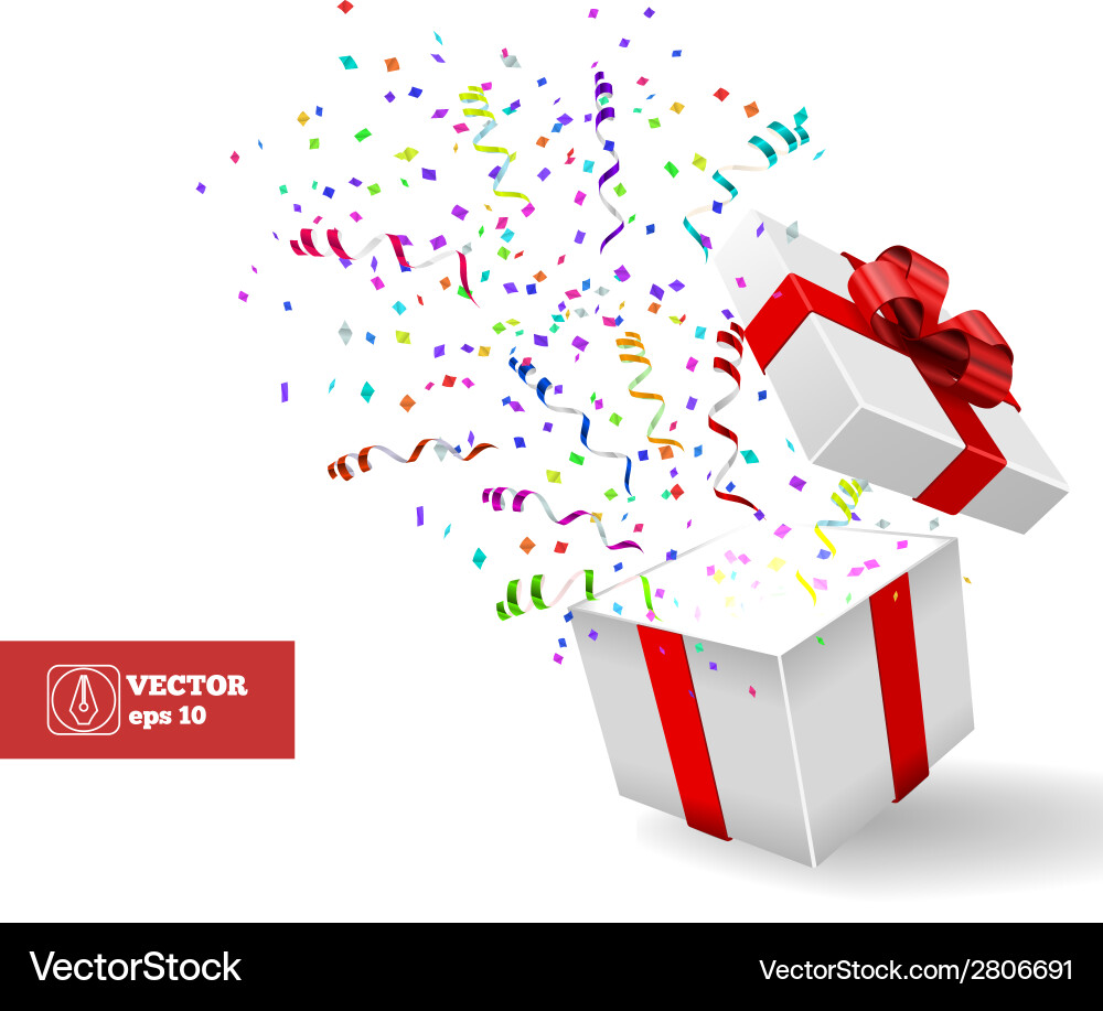 Open gift and confetti christmas Royalty Free Vector Image
