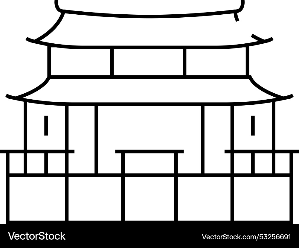 Traditional chinese temple line icon Royalty Free Vector