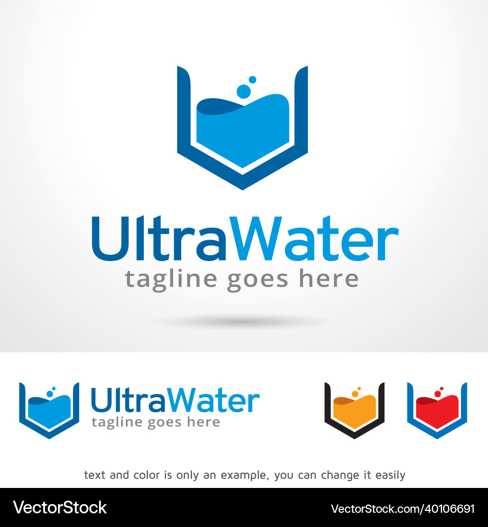 Ultra water logo template Royalty Free Vector Image