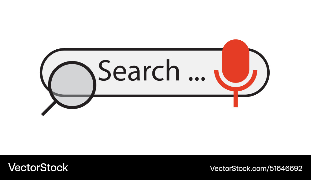 A magnifying glass search button and microphone Vector Image