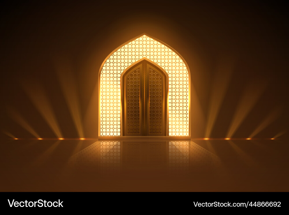 Arabic gold arch with light effect Royalty Free Vector Image