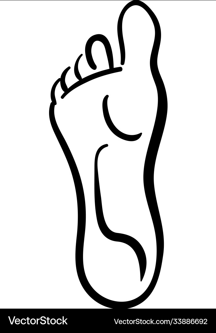 Black line style human foot Royalty Free Vector Image