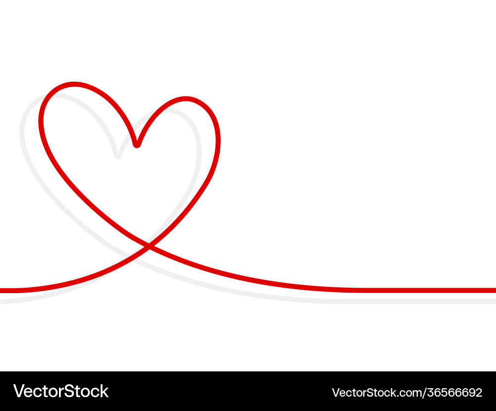 Continuous line heart shape border with realistic Vector Image