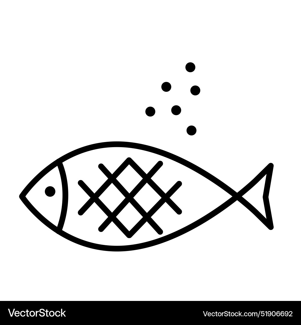 Cooking fish icon in thin line style graphic Vector Image