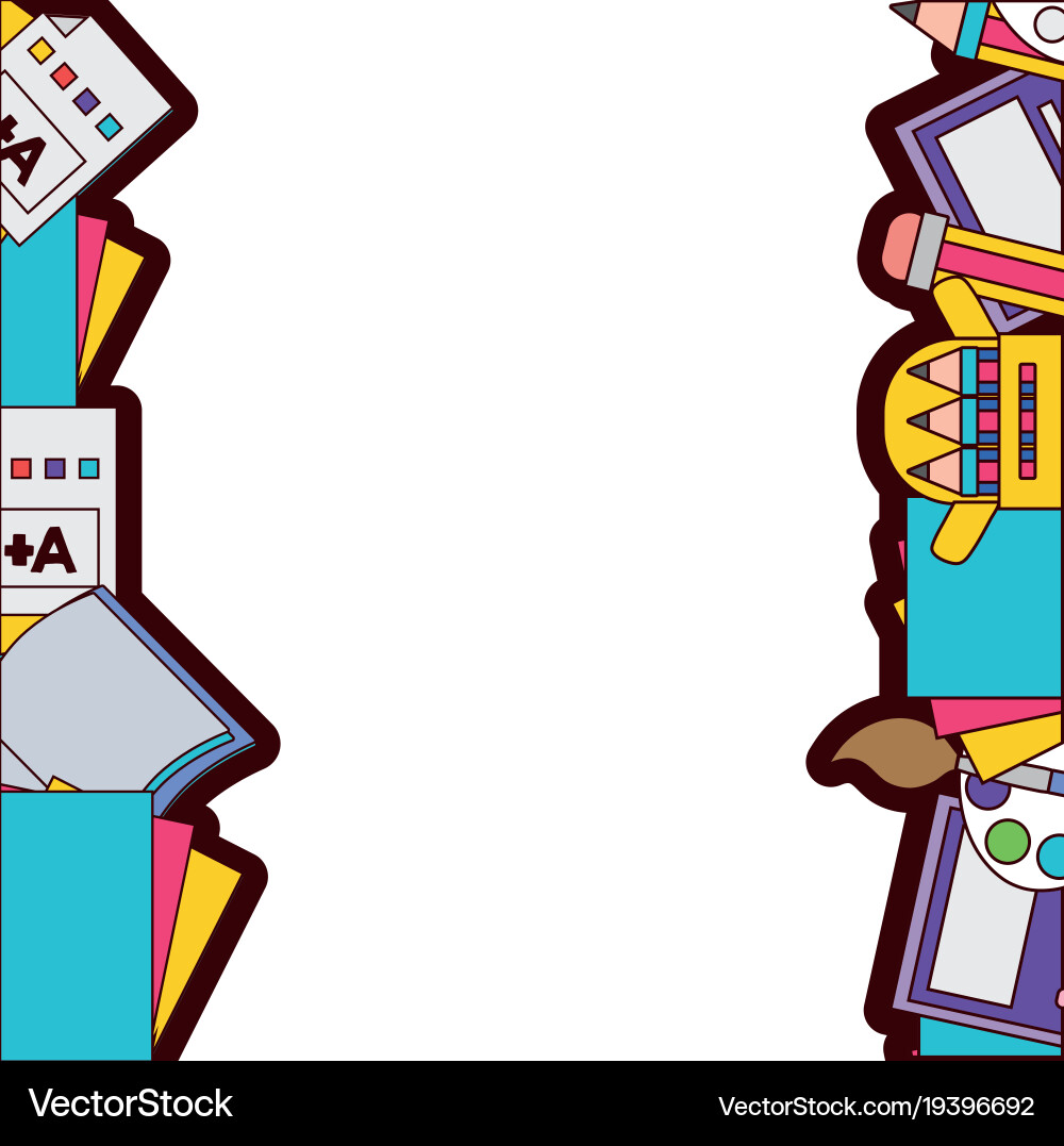 Full color school tools education background Vector Image