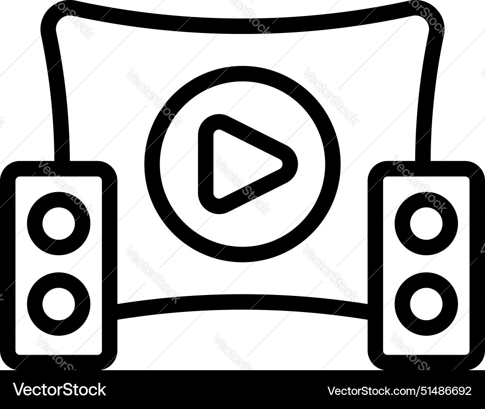 Home theater icon with speakers and play button Vector Image
