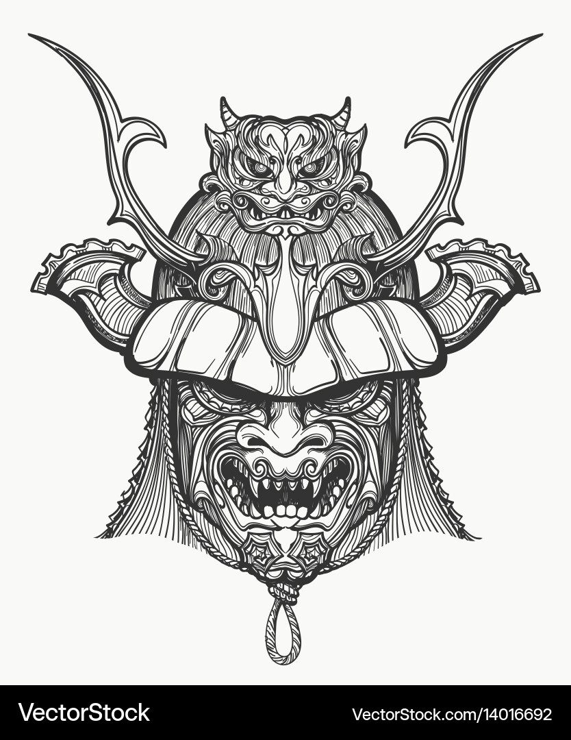 Japan samurai mask Royalty Free Vector Image - VectorStock