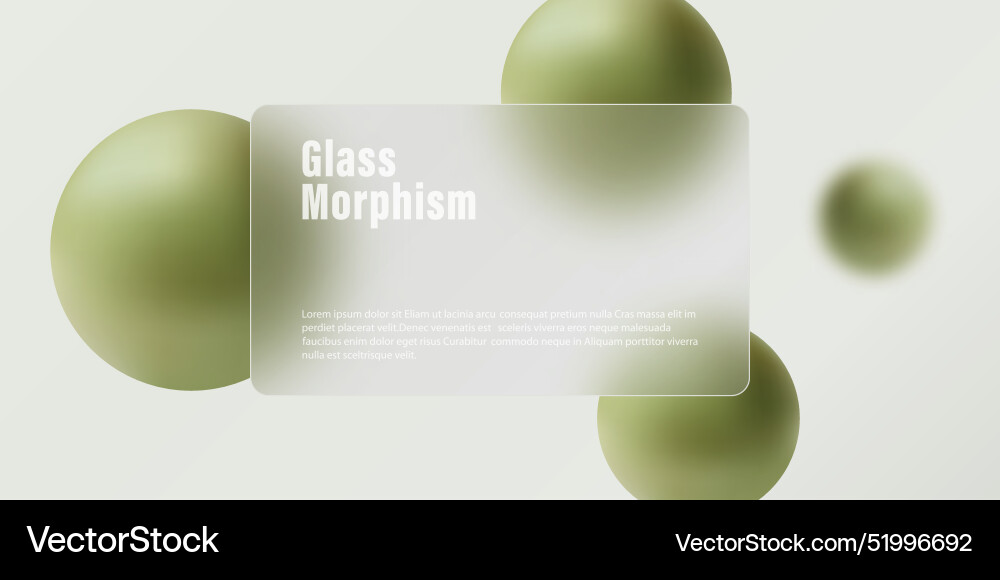 Landing page in glass morphism style with frame Vector Image
