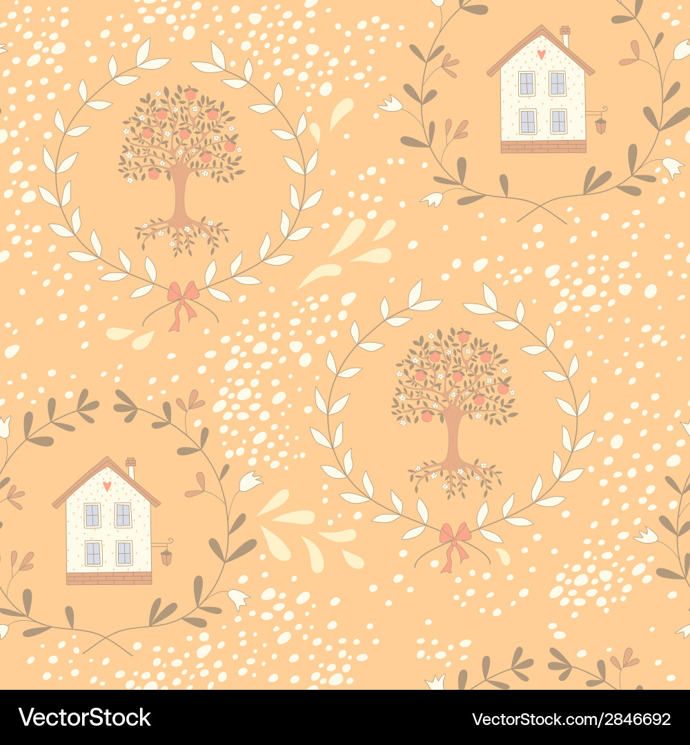 Ornate Orange Tree Pattern Royalty Free Vector Image