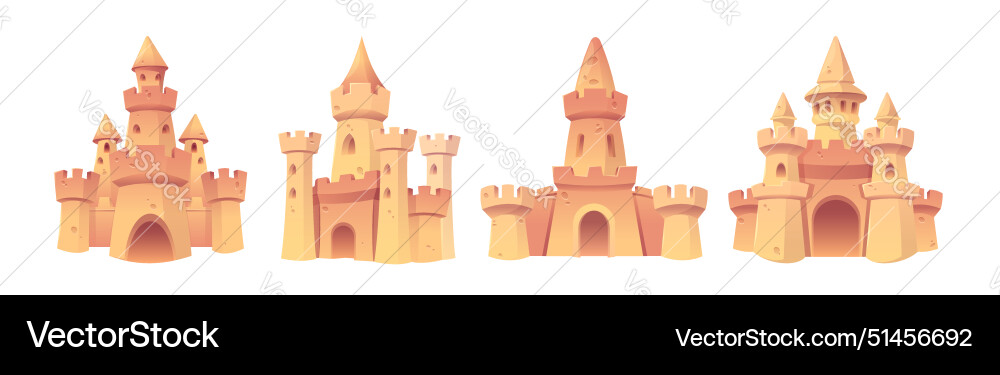 Sand castle for summer beach cartoon Royalty Free Vector
