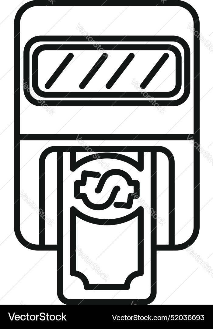 Atm cash machine accepting banknote icon thin line