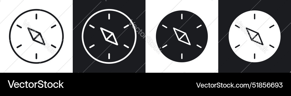 Compass icon set in black and white filld Vector Image
