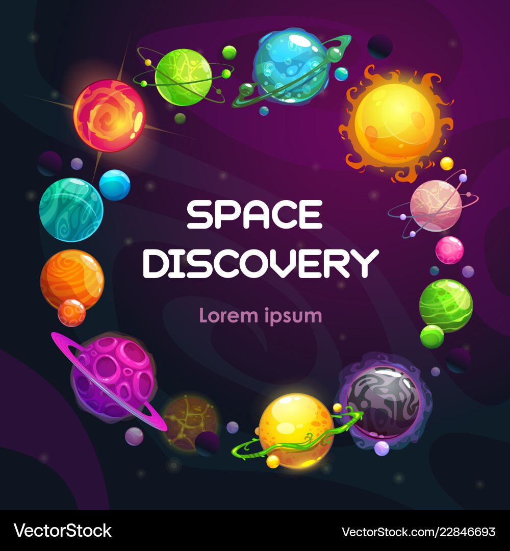 Creative space background with cartoon colorful Vector Image