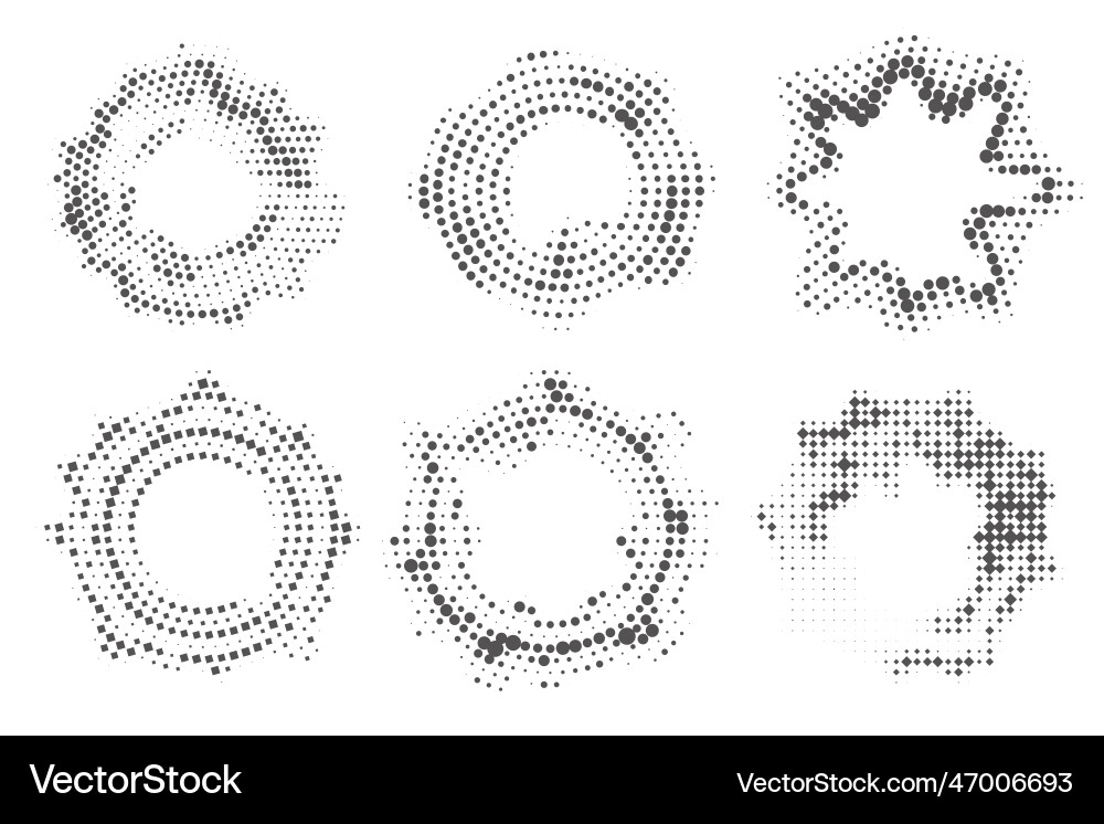 Dotted circle pattern abstract halftone round Vector Image
