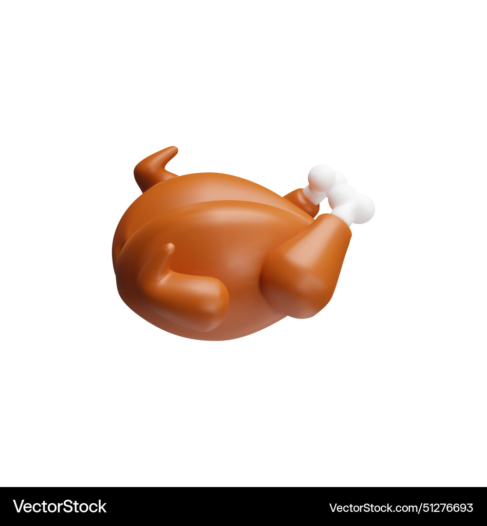 Fried chicken 3d style cartoon icon Royalty Free Vector