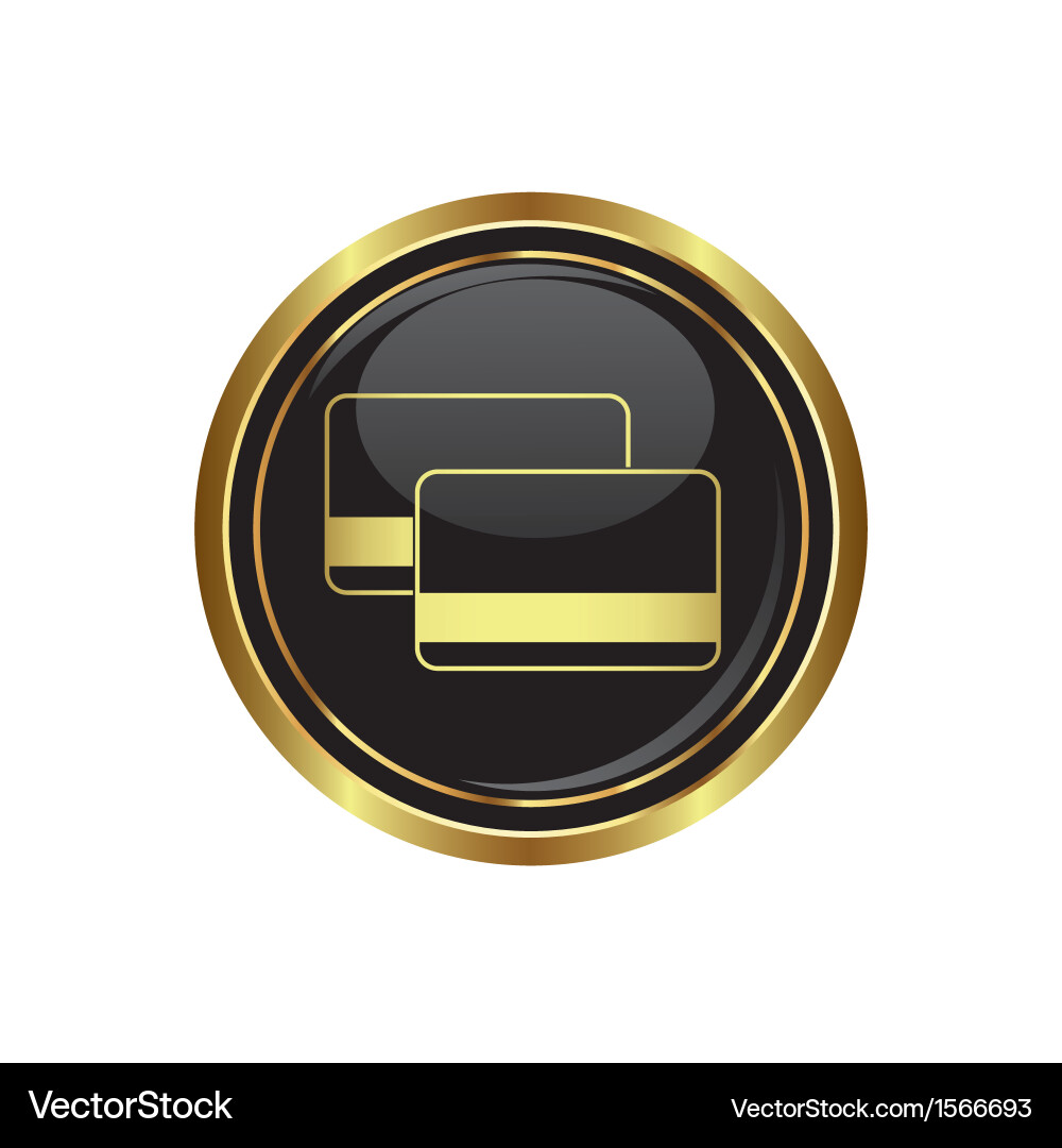 Gold Credit Card Button Icon Royalty Free Vector Image