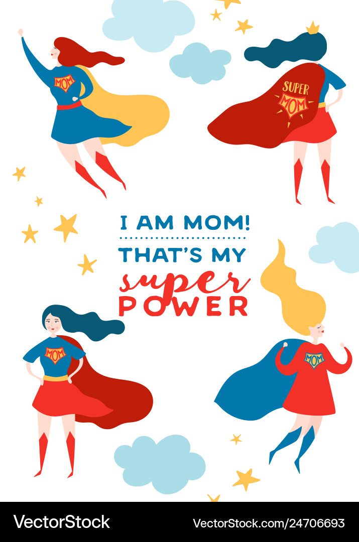 Super Mom - Mothers Day Greeting Card – Royalty-Free Vector | VectorStock