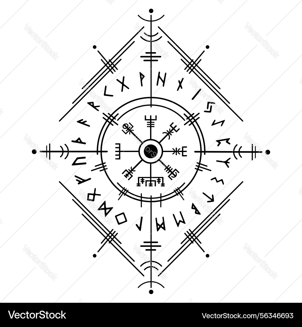 Vegvisir magic navigation compass runic viking Vector Image