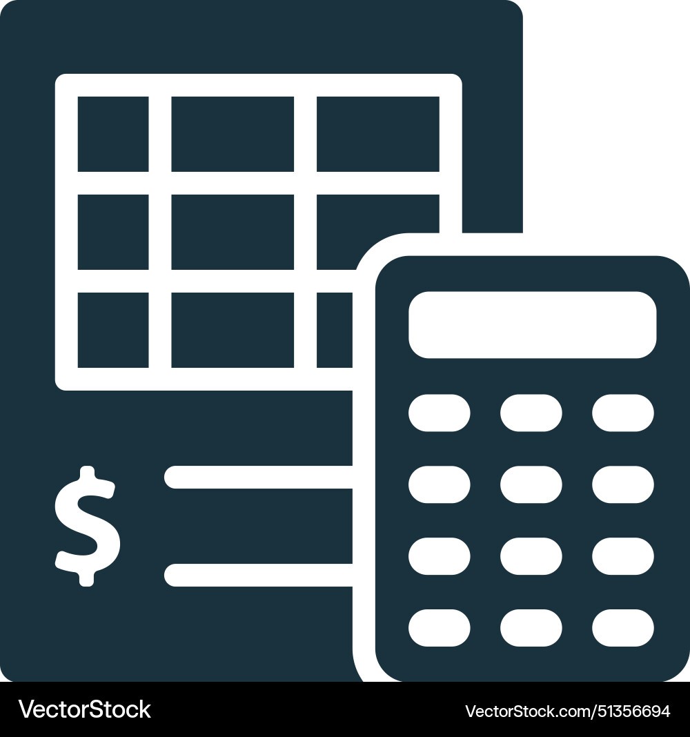 Bookkeeping icon monochrome simple virtual Vector Image