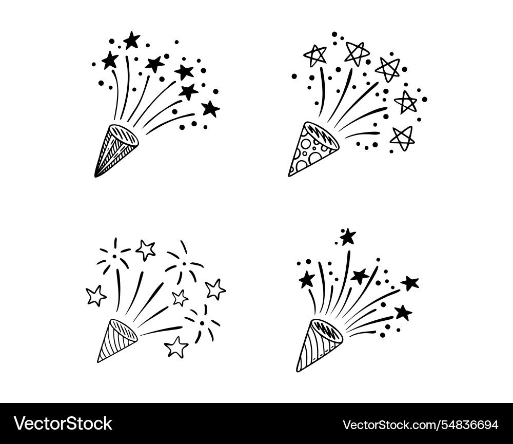 Confetti popper hand drawn doodle outline icon Vector Image