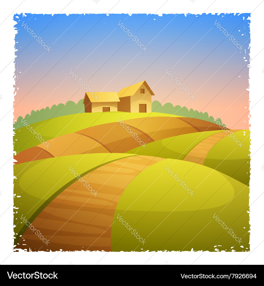 Farm landscape Royalty Free Vector Image - VectorStock